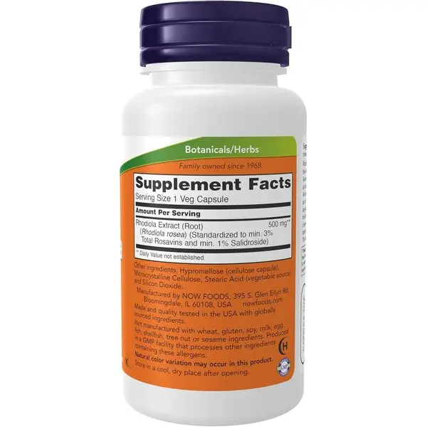 NOW FOODS Rhodiola 500mg 60 Capsules