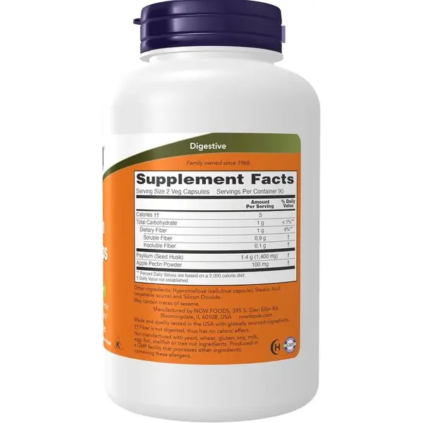 NOW FOODS Psyllium Husk 700mg 180 Capsules - One-color
