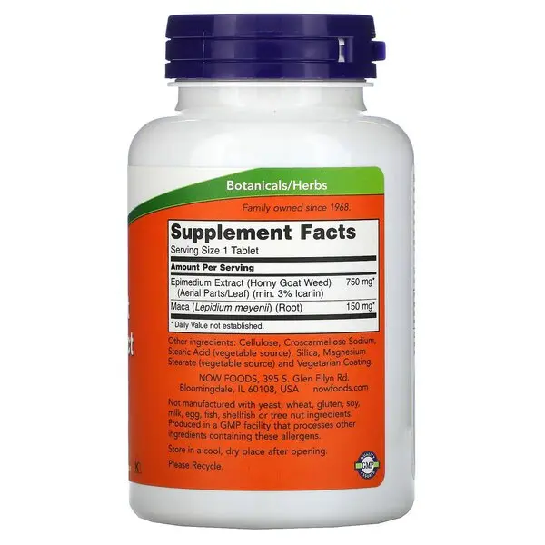 NOW FOODS Horny Goat Weed Extract 750mg 90 Tablets