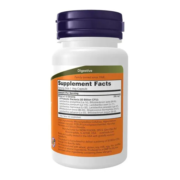 NOW FOODS Probiotic-10 50 Billion 50 Capsules - One-color