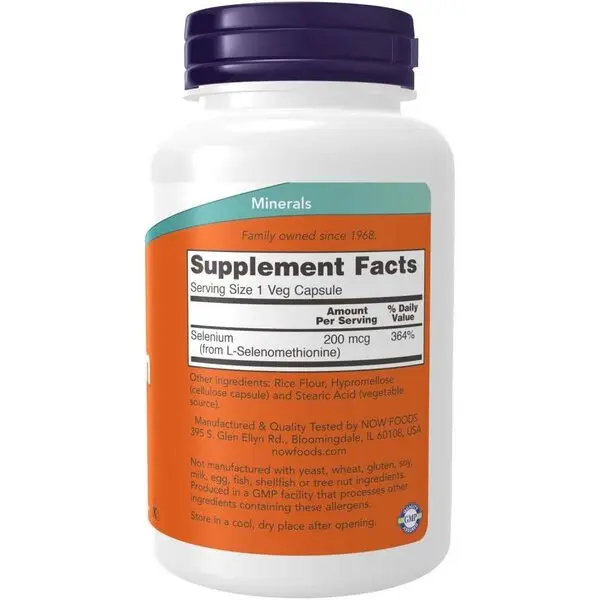 NOW FOODS Selenium 200mcg 180 Capsules - One-color
