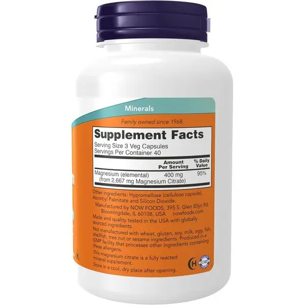 NOW FOODS Magnesium Citrate 400mg 120 Capsules