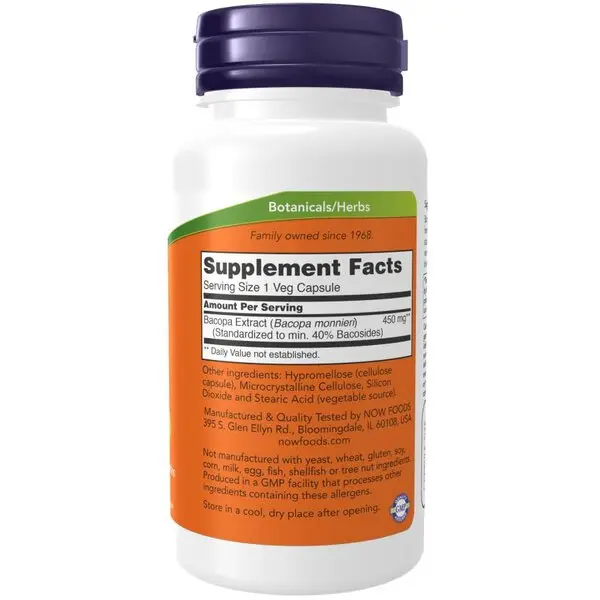 NOW FOODS Bacopa Extract 450 Mg 90 Capsules