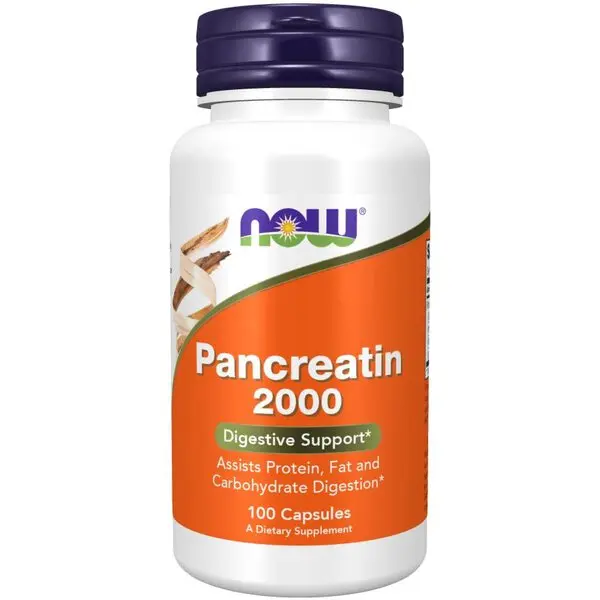 NOW FOODS Pancreatin 2000 100 Capsules - One-color