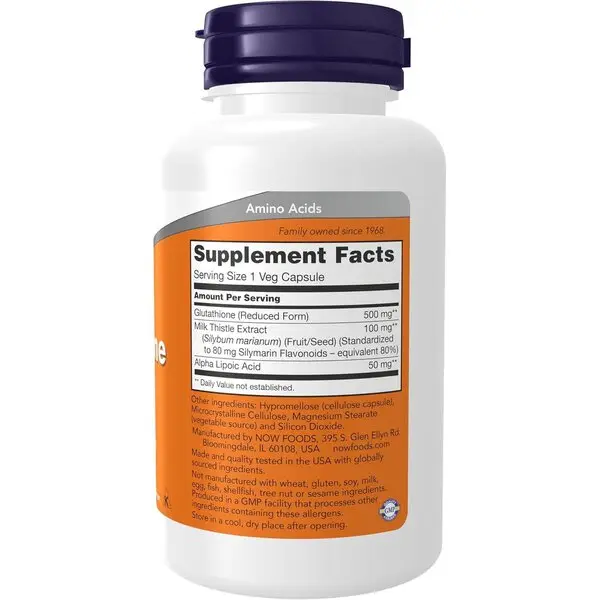 NOW FOODS Glutathione 500mg 60 Capsules