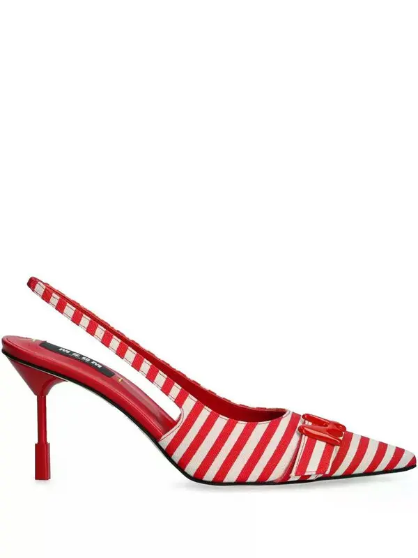 MSGM 90mm Striped Pumps - Red