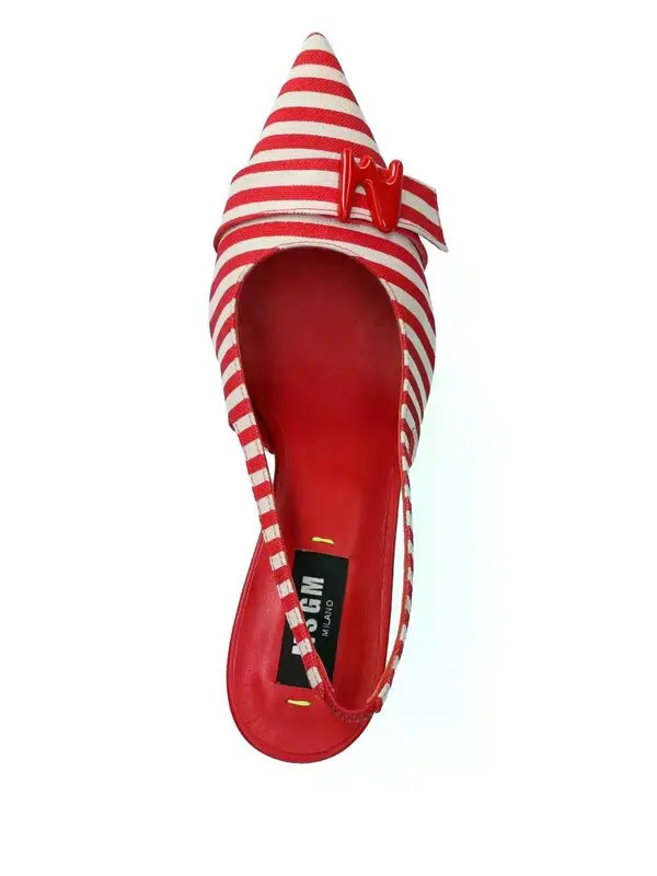 MSGM 90mm Striped Pumps - Red