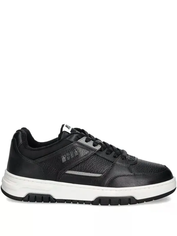 MSGM Panelled Leather Sneakers - Black