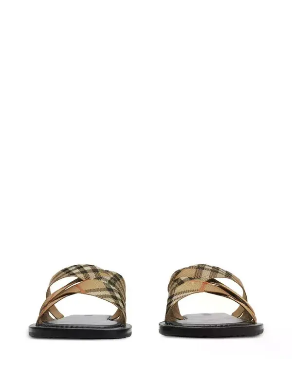 Burberry Checked Slides - Neutrals