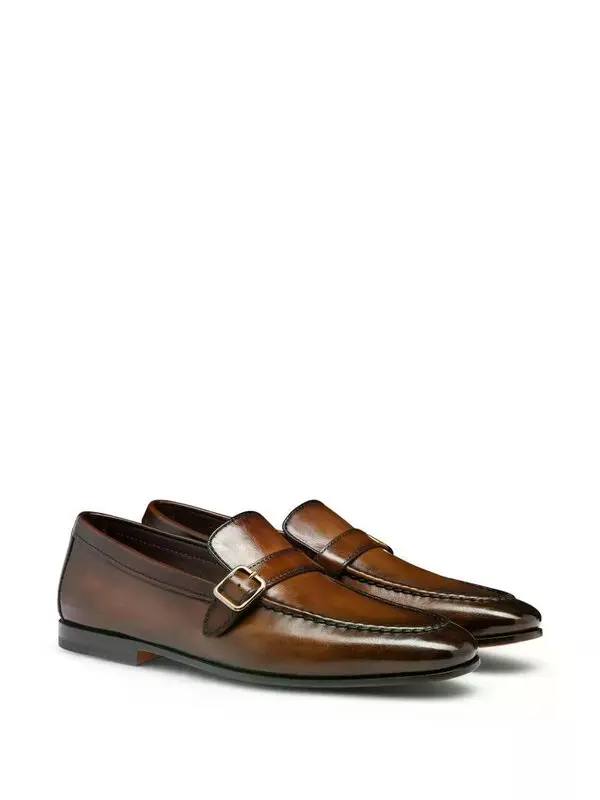 Santoni Buckled Leather Loafers