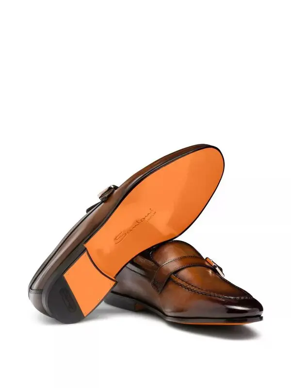 Santoni Buckled Leather Loafers