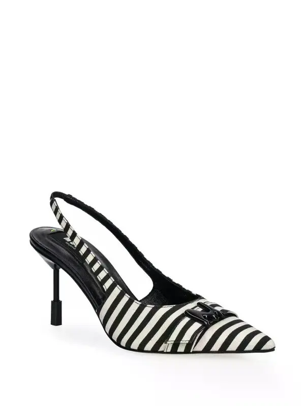 MSGM 90mm Striped Pumps - Black