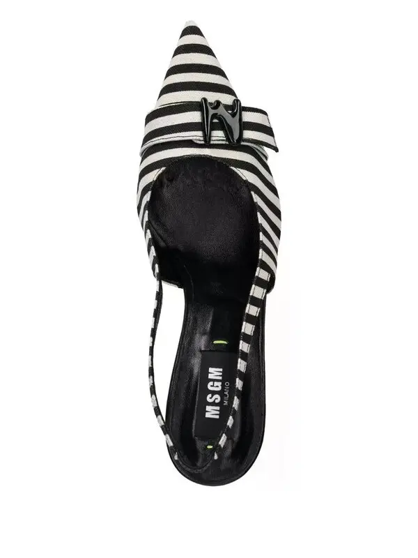 MSGM 90mm Striped Pumps - Black