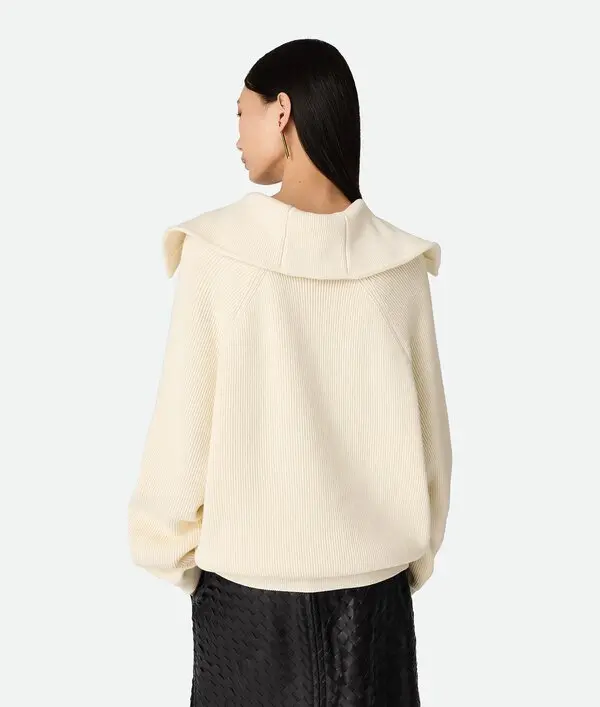 Bottega Veneta Cotton Rib Cardigan - Chalk
