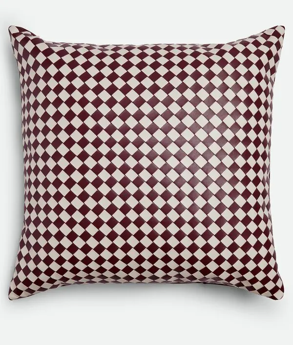 BOTTEGA  VENETA Check Intrecciato Cushion - Barolo/chalk