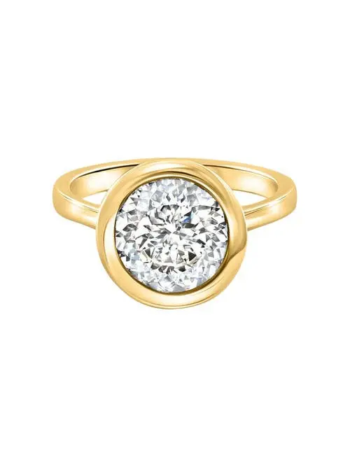 BLISS DIAMOND Certified 3.02ct Portuguese Cut Diamond Ring - 14k Yellow Gold