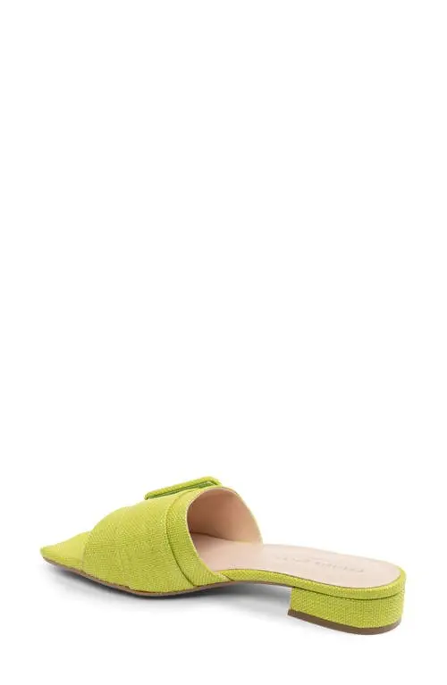 PATRICIA GREEN Bali Raffia Slide Sandal - Lime Green Raffia