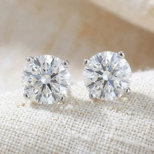 BLISS DIAMOND Certified 4 Ct Tw Round Lab Grown Diamond Stud Earrings