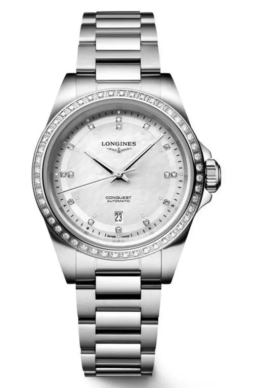 LONGINES Conquest Diamond & Mother-of-pearl Bracelet Watch - White Mother Of Pearl