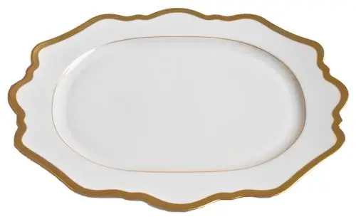 ANNA WEATHERLEY Antique White Gold Oval Platter - White/gold