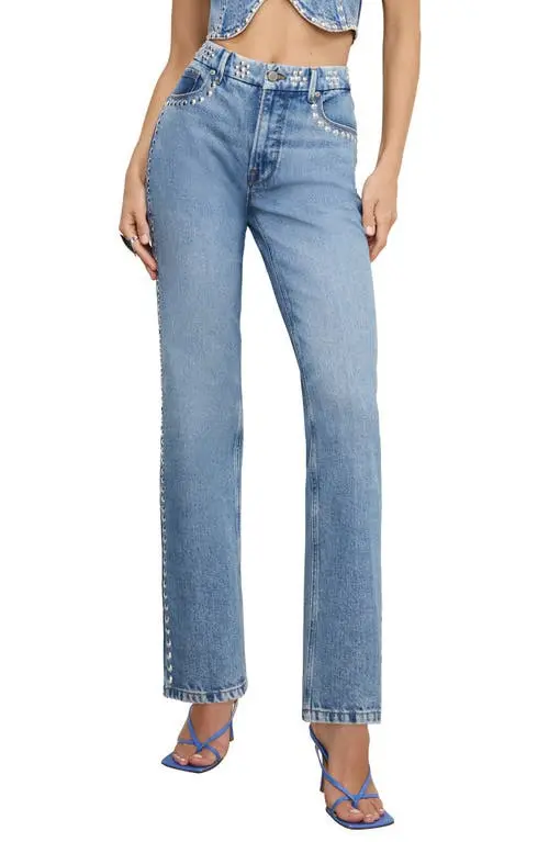 Good American Good Icon Stud Straight Leg Jeans