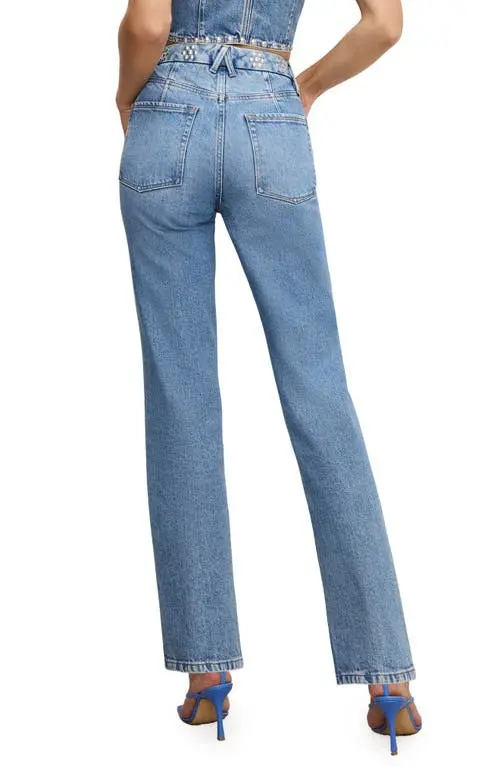 Good American Good Icon Stud Straight Leg Jeans