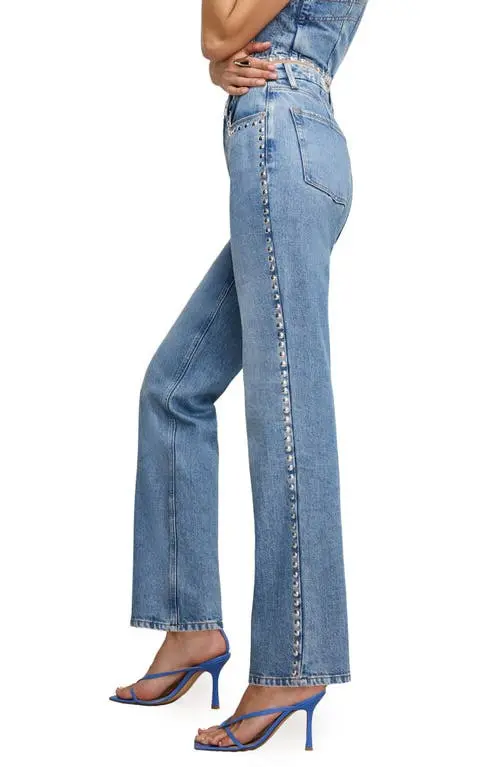 Good American Good Icon Stud Straight Leg Jeans