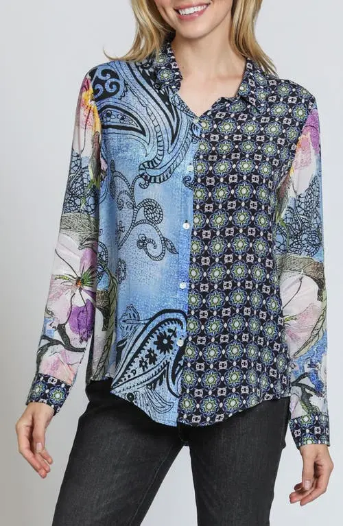 APNY Printed Button-up Shirt - Blue Multi