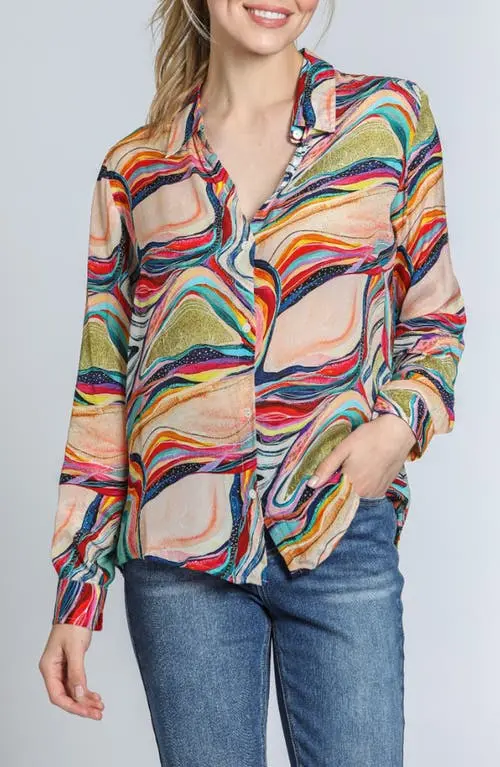APNY Printed Button-up Shirt - Blue Multi