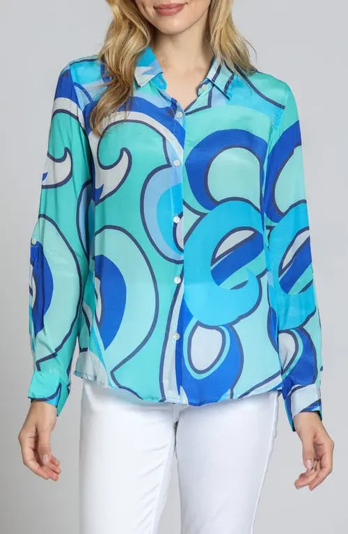 APNY Printed Button-up Shirt - Blue Multi