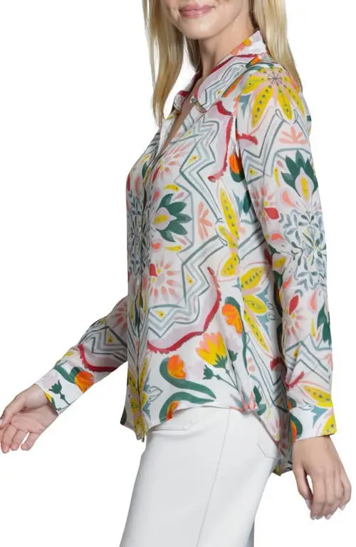 APNY Print Button-up Shirt - Green/white Multi