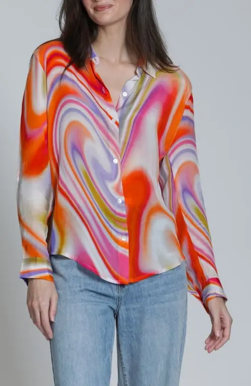 APNY Printed Button-up Shirt - Orange Multi