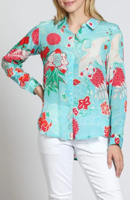 APNY Printed Button-up Shirt - Turquoise Multi