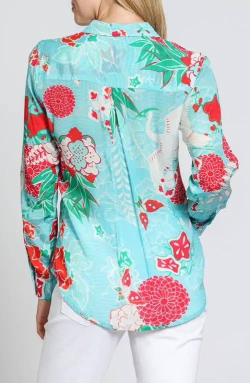 APNY Printed Button-up Shirt - Turquoise Multi