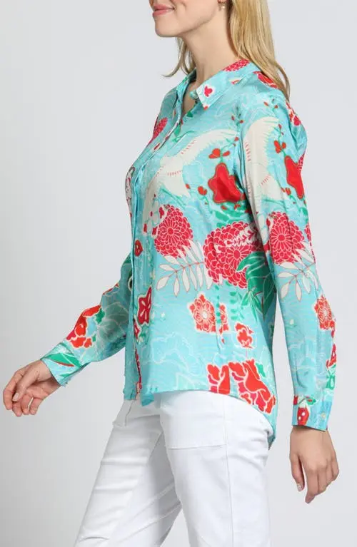 APNY Printed Button-up Shirt - Turquoise Multi