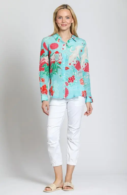 APNY Printed Button-up Shirt - Turquoise Multi