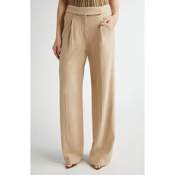 Veronica Beard Marbeau Wide-leg Pants - Stone Khaki