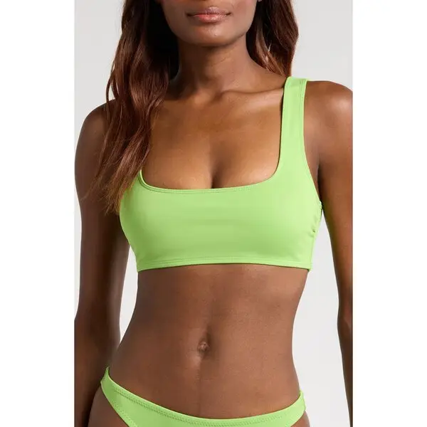 Good American Square Neck Compression Bikini Top - Lime005