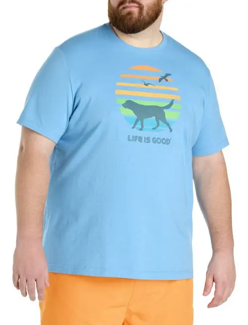 LIFE IS GOOD Big & Tall Dog Sunset Graphic Tee - Cool Blue