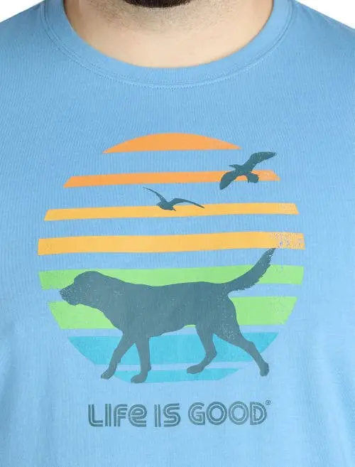 LIFE IS GOOD Big & Tall Dog Sunset Graphic Tee - Cool Blue