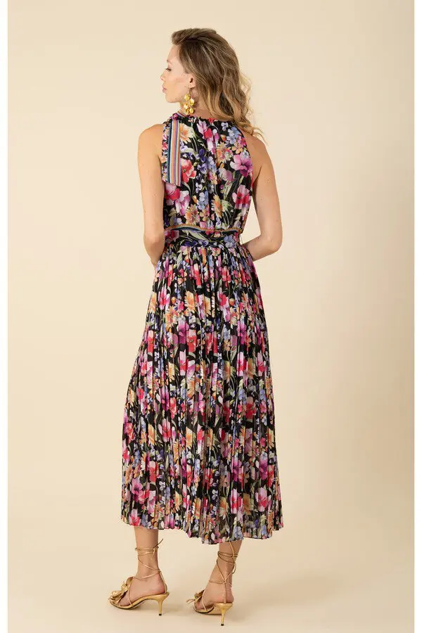 Hale Bob Chelsea Chiffon Pleated Dress - Black
