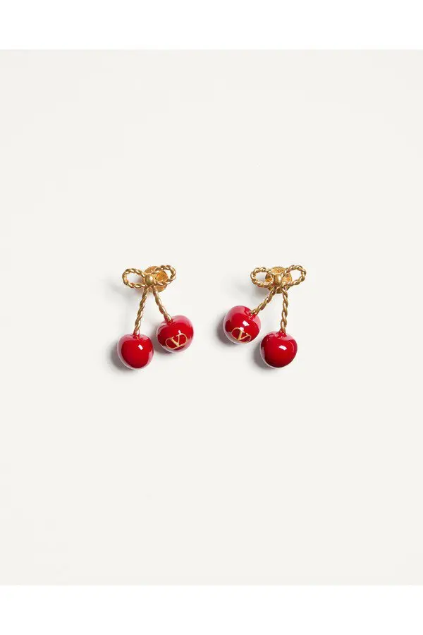 Valentino Garavani Cherryfic Metal And Enamel Earrings - Red