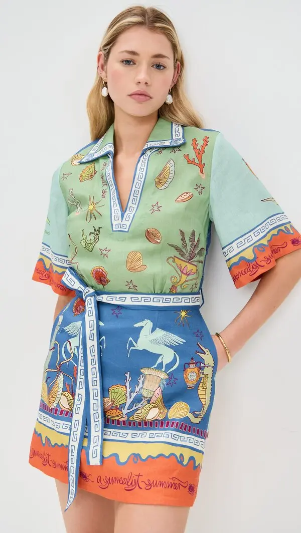 alemais surrealist summer mini dress Alemais Surrealist Summer Mini Dress In Multi - 30% Off