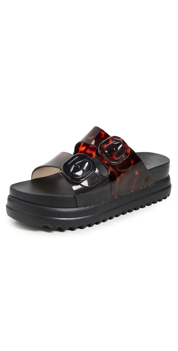 Melissa Cozy Platform Jelly Sandals With Buckle Straps - Black/tortoiseshell
