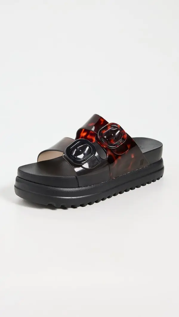 Melissa Cozy Platform Jelly Sandals With Buckle Straps - Black/tortoiseshell
