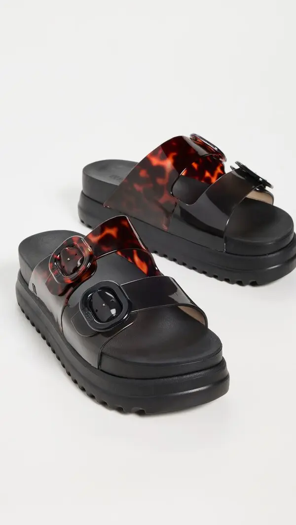 Melissa Cozy Platform Jelly Sandals With Buckle Straps - Black/tortoiseshell