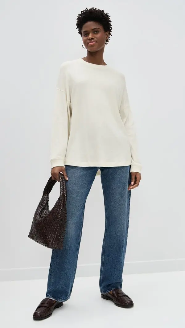 Jenni Kayne Boyfriend Long Sleeve Tee - Ivory