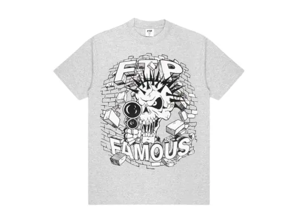 FTP X Famous Skull Tee Shirt - Heather Grey