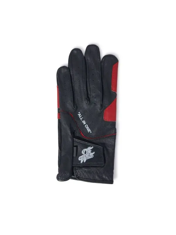 Off-White Leather Golf Gloves - Black/red