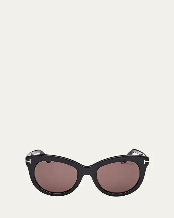 TOM FORD Odette Round Sunglasses - Shiny Black